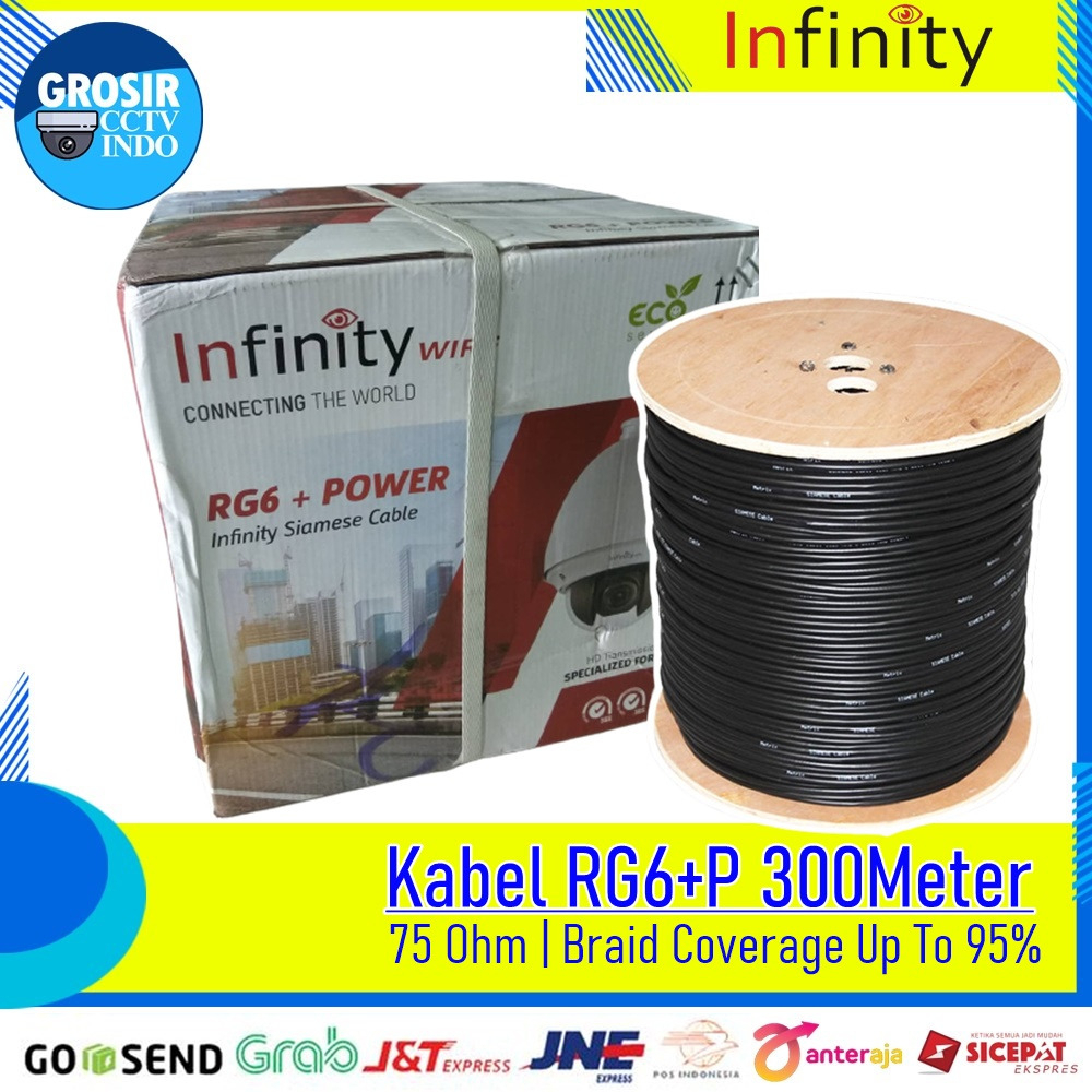 Jual KABEL COAXIAL CCTV INFINITY RG6 + POWER 300M WARNA HITAM | Shopee Indonesia