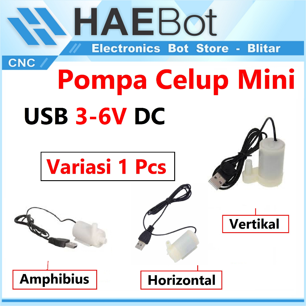 Jual [HAEBOT] Pompa Air Celup USB Mini DC Submersible Micro Pump 5V ...