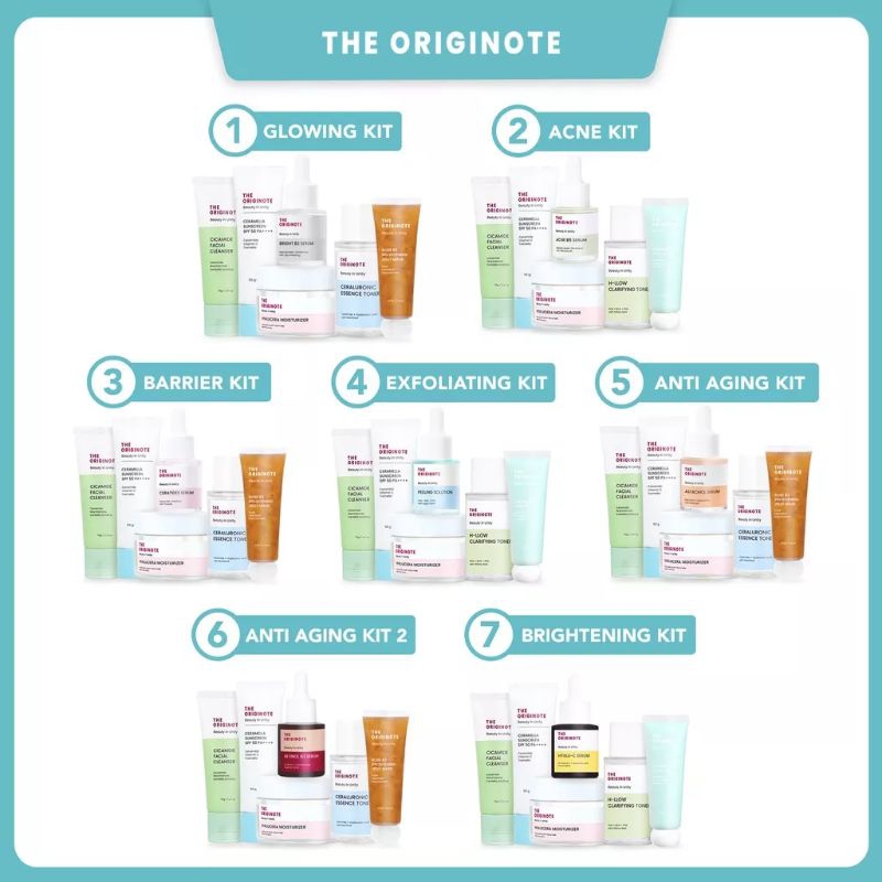 Jual the originote paket hemat 6 in 1-paket skincare-facial wash-toner ...