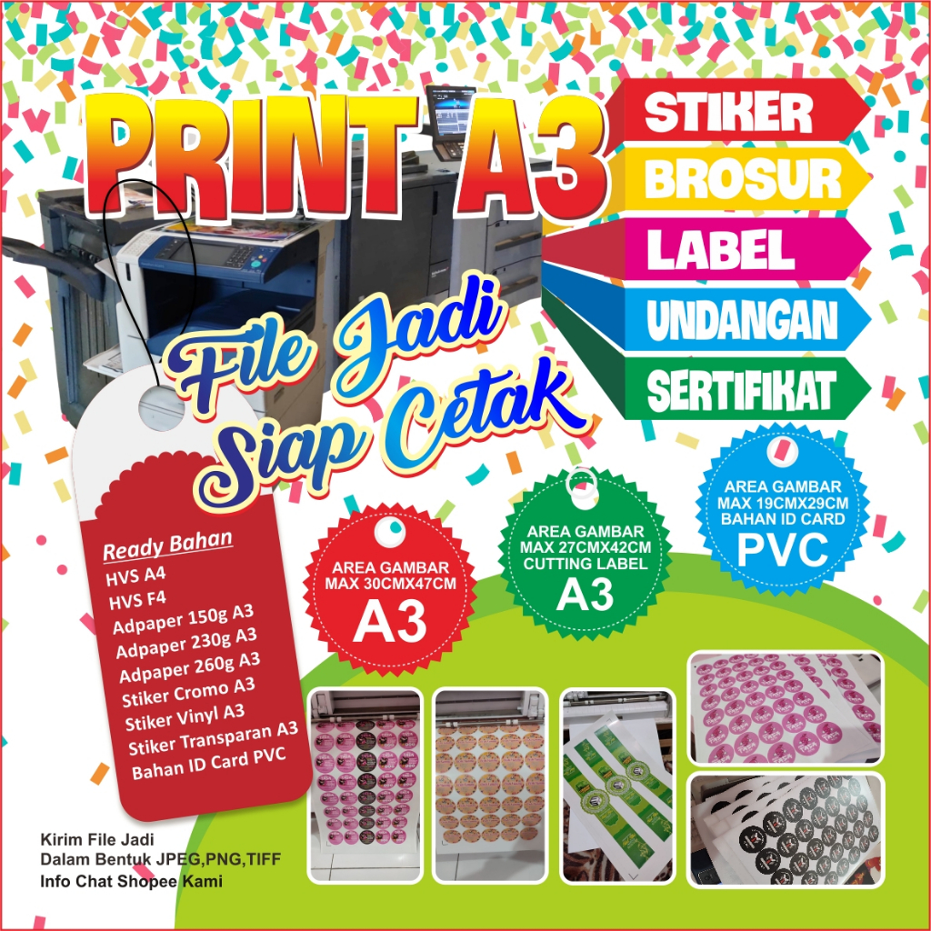 Jual Cetak Print Kertas Stiker A3 A4 F4 | Shopee Indonesia
