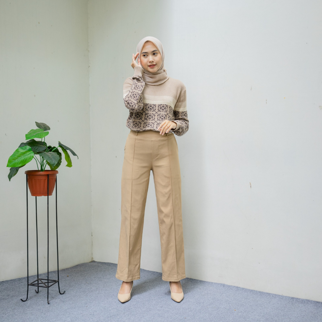 Jual Dostifashion Reya Kulot | Celana Kulot Formal Lurus Pinggang Karet ...