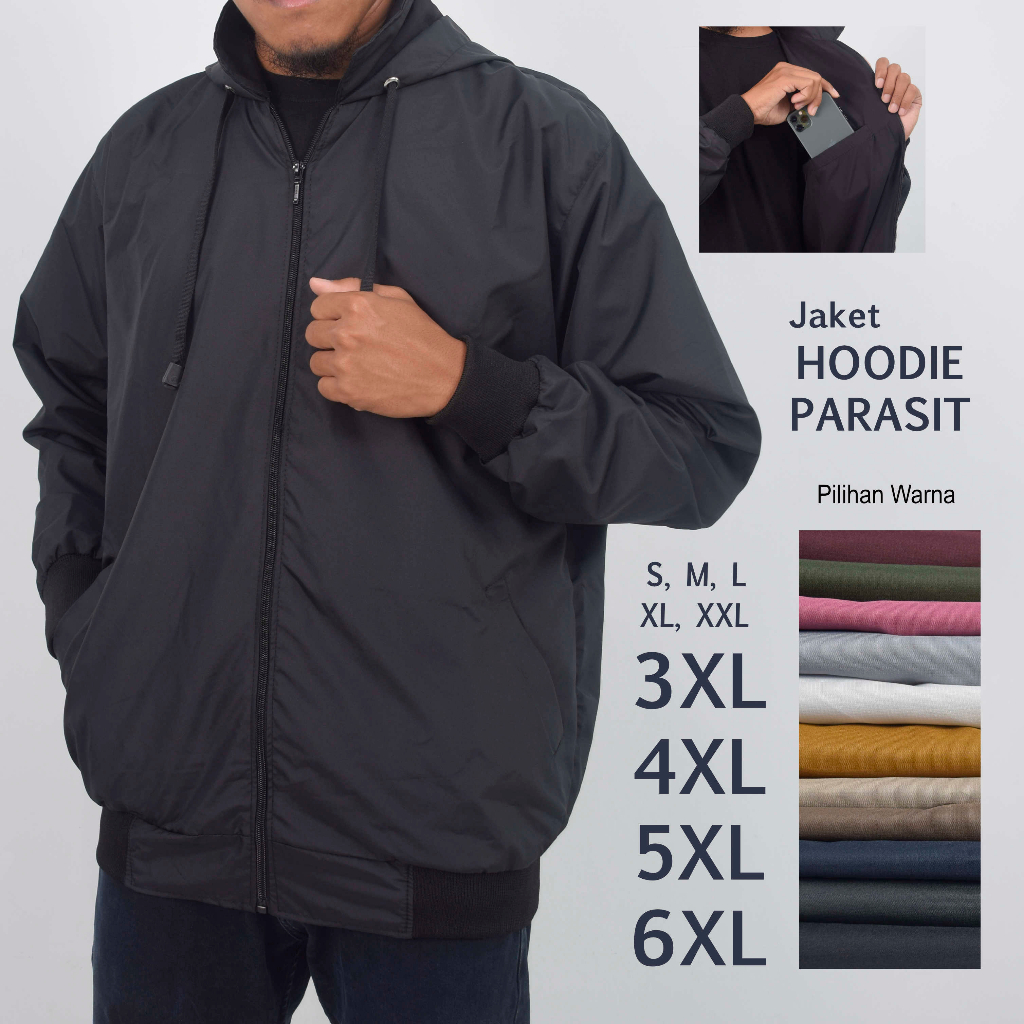 Jual Jaket Hoodie Parasit Jumbo Big Size S M L XL XXL 3XL 4XL 5XL 6XL ...