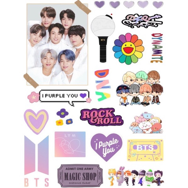 Jual Sticker BTS Motif OT 7 Aesthetic Cute Deco ( sudah cutting ) Anti ...