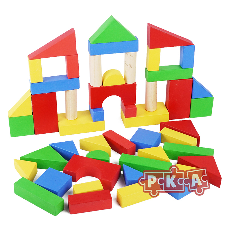 Jual Mainan Edukasi Balok Kayu Susun City Block Tumpuk Blok Warna C48 ...