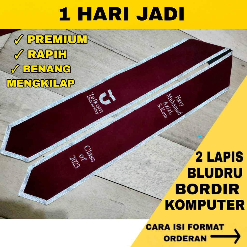 Jual Selempang Wisuda Leher + logo1 warna pakai list pita | Shopee ...