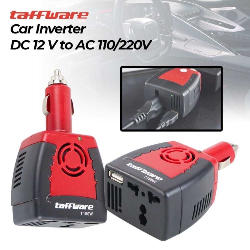 Jual Taffware Power Car Inverter 150W 220V AC EU Plug 5V USB Charger ...