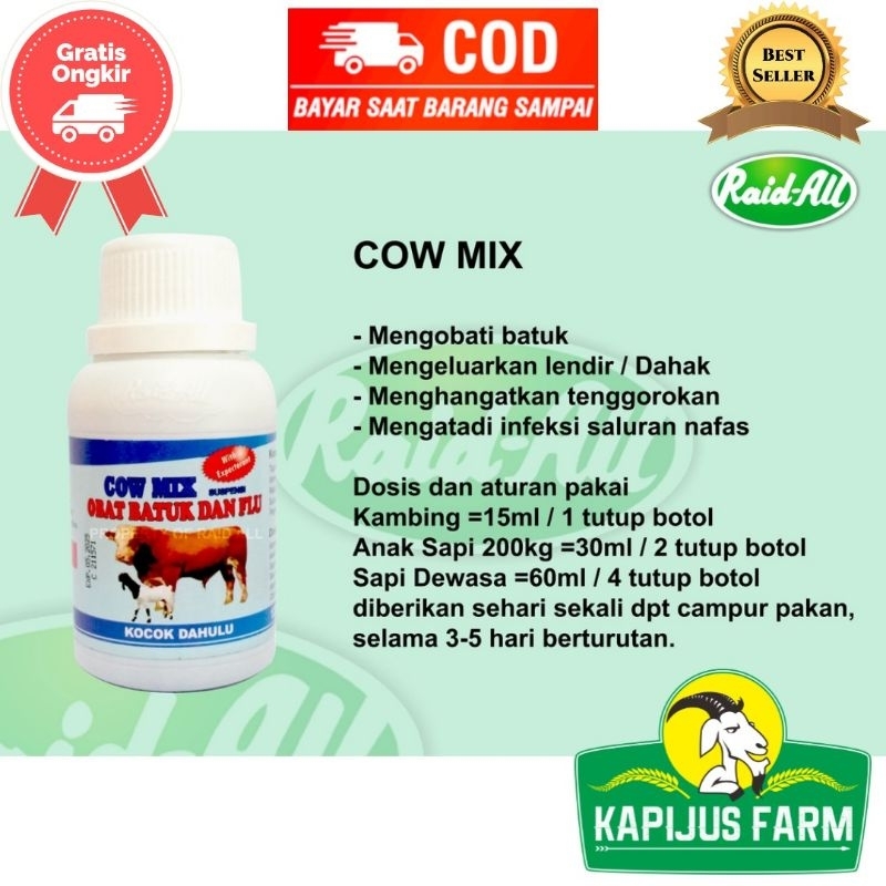Jual Cow Mix Obat Batuk Sapi Kambing Kerbau Domba 120mL | Shopee Indonesia