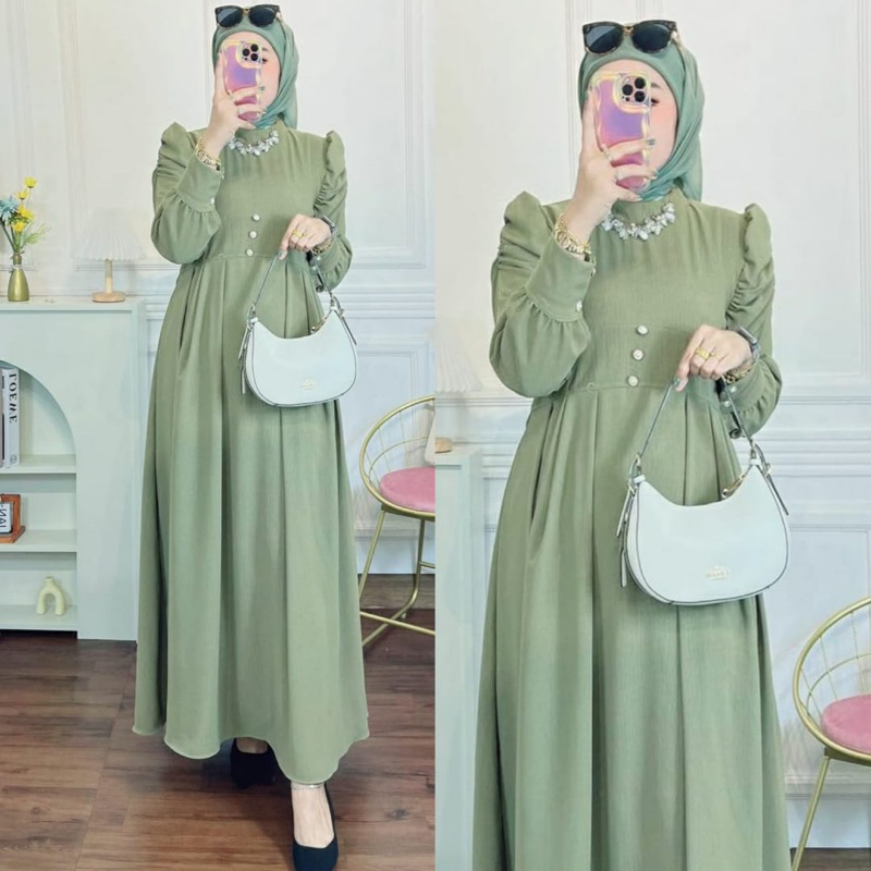 Jual GITTA DRESS CRINGKLE / GAMIS PANJANG / GAMIS CRINGKLE PREMIUM ...