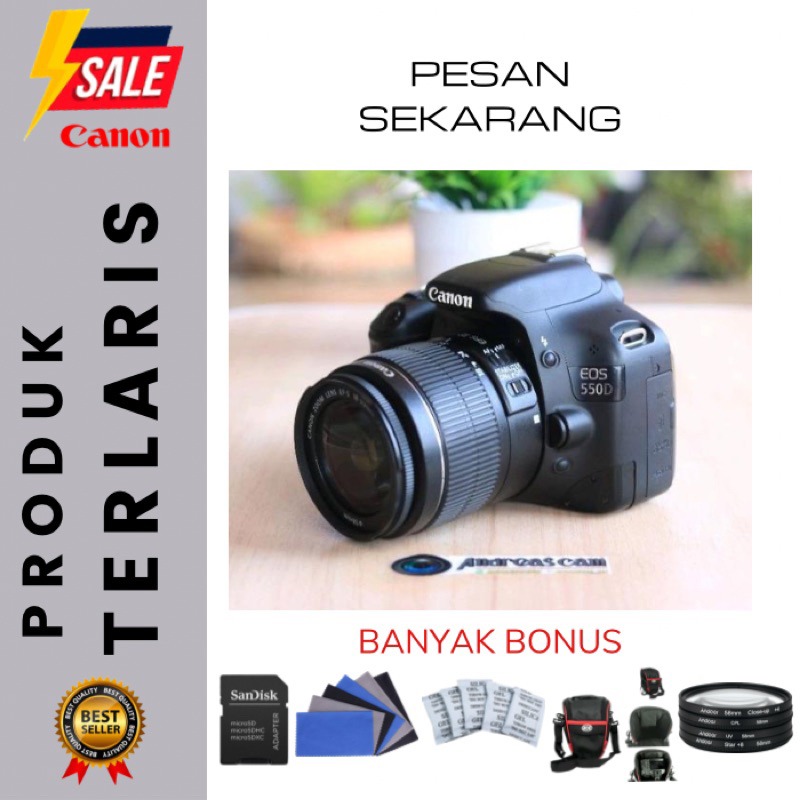 Jual CANON EOS 550D + LENSA KIT 18 55MM COCOK UNTUK PEMULA TINGGAL ...