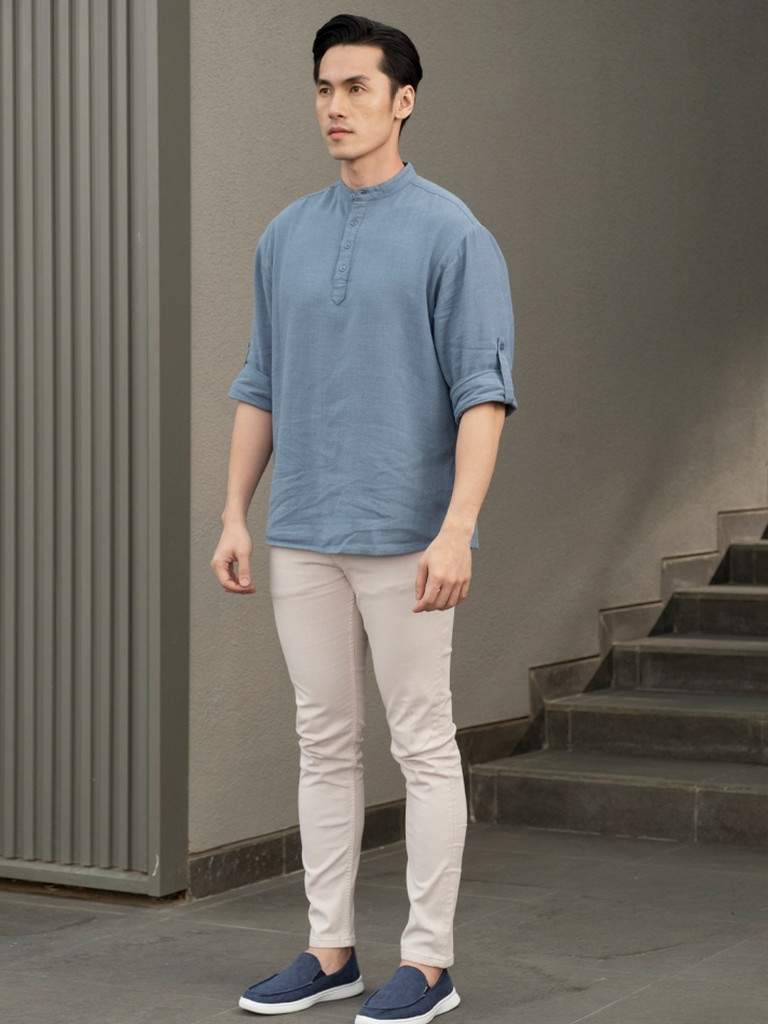 Jual Greenlight Kemeja Pria Lengan Panjang tanpa kerah mandarin collar ...