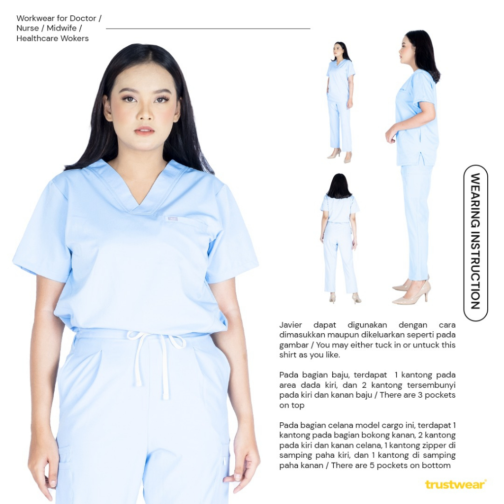Jual [Scrubs Javier] Doctor`s Scrub/Set Baju Celana Jaga OKA OK Perawat ...