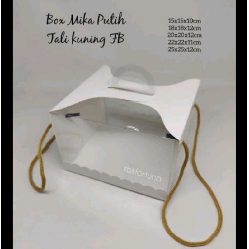 Jual Box Mika Putih Tali Kuning uk 25x25x12cm(1pcs) | Shopee Indonesia