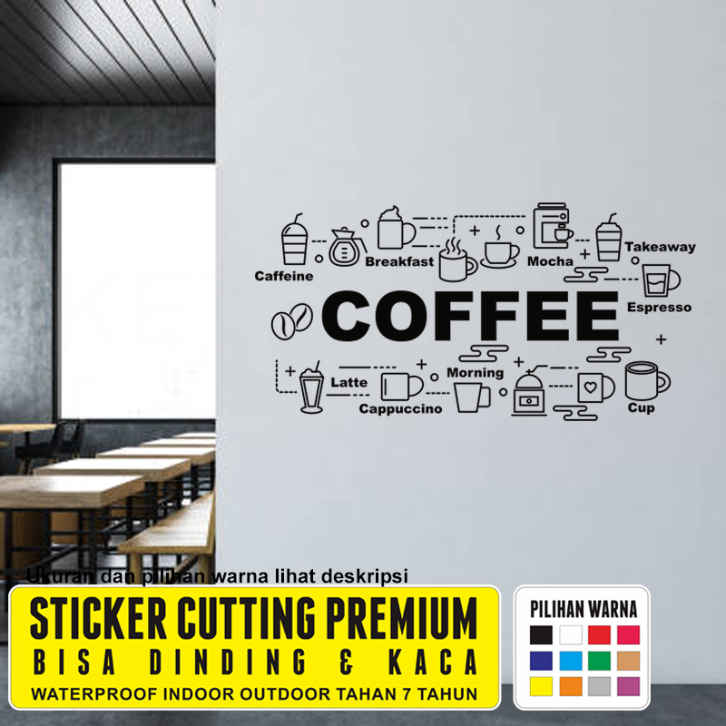 Jual Sticker Kaca Cafe dan Dinding Kafe Coffee Shop Bagan Kopi Cutting ...
