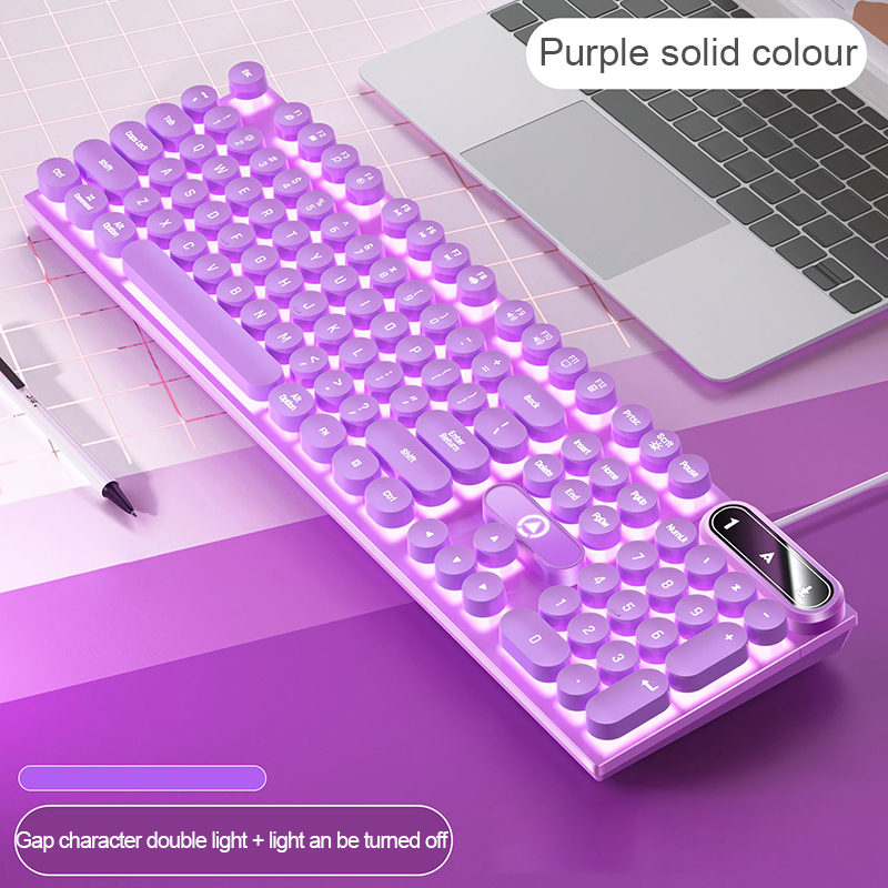 Jual Ungu Gaming Keyboard Mechanical Feel Pink Purple Girl Cute LED ...