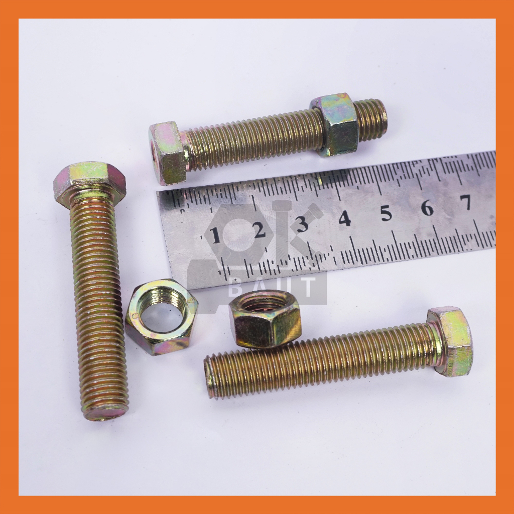 Jual Baut Mur Besi M10x50 Kuning Kunci 14 P1.25 | Shopee Indonesia