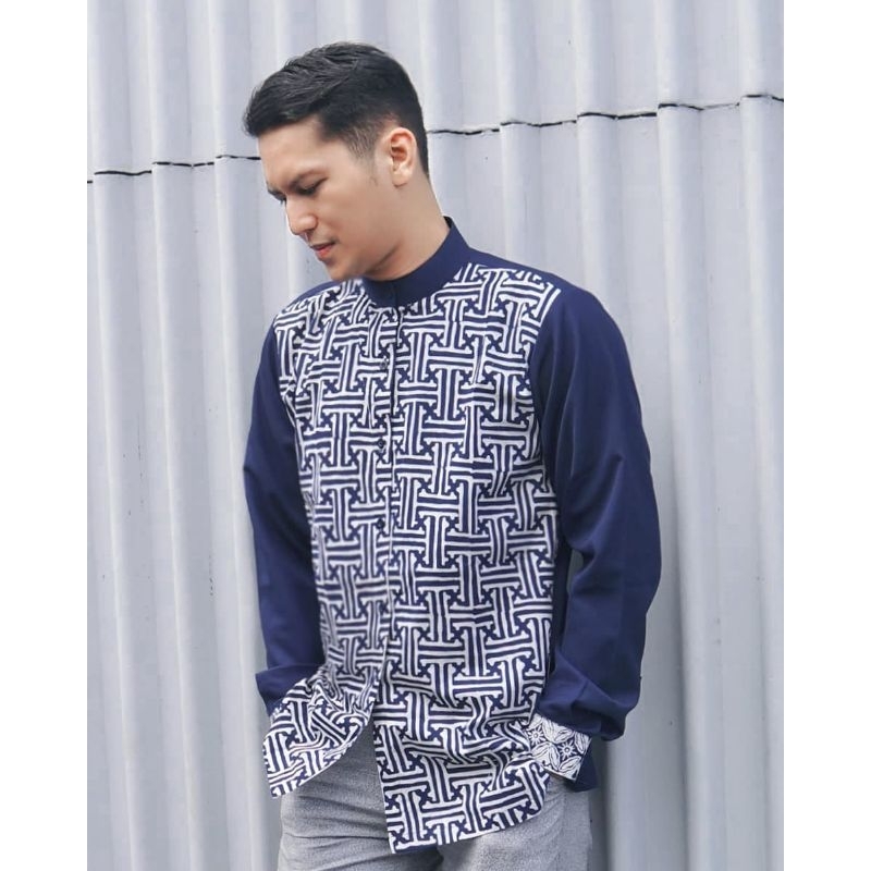 Jual HINDI NAVY KOKO Kemeja Pria Koko Muslim Batik | Shopee Indonesia