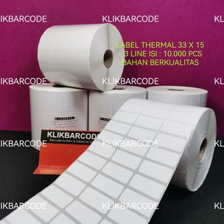 Jual Label Barcode Thermal 33X15mm 3Line Kertas Stiker Label 33x15 @10 ...