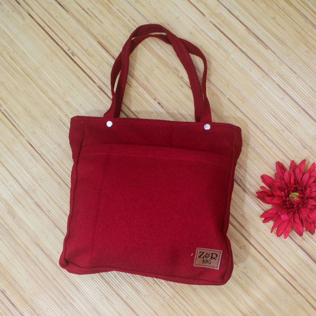 Jual Tote Bag Resleting Furing Kuliah Tas Bahu Kerja Wanita Bahan ...
