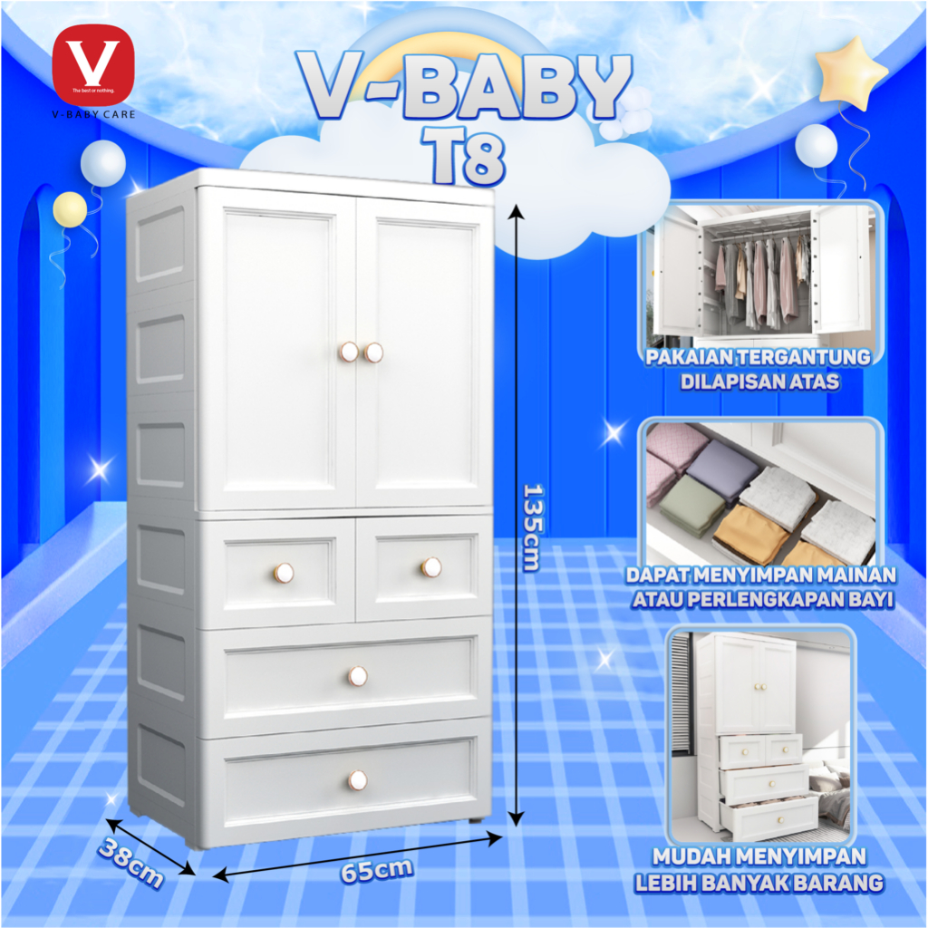 Jual V-BABY CARE - Lemari Pakaian Anak / Lemari bayi Plastik / Plastic Storage Cabinet Lemari ...