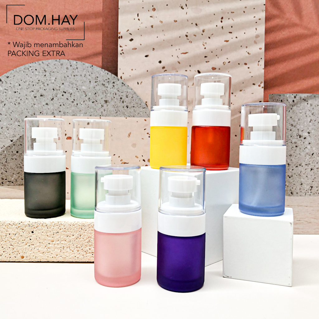 Jual 20ml Botol Pump Clear Kaca Frosted Doff Warna 7PS Skin Care Lotion ...