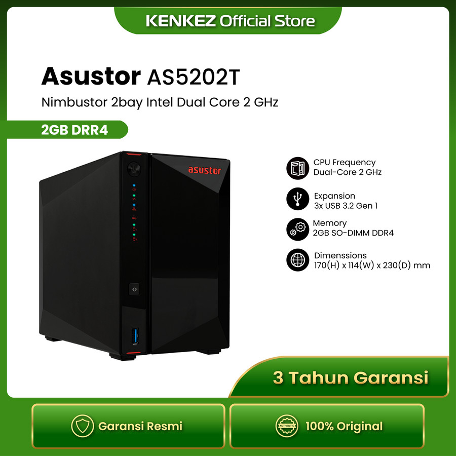 Jual Asustor AS5202T Nimbustor 2 bay 2GHz / 2GB NAS Server Storage | Shopee Indonesia