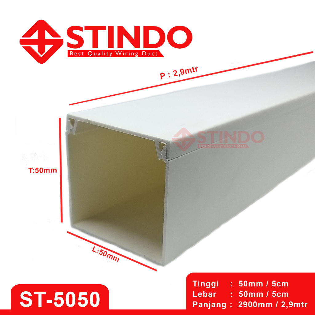 Jual Kabel Duct / Wiring Duct / Trunking 50x50 panjang 2,9mtr STINDO ...