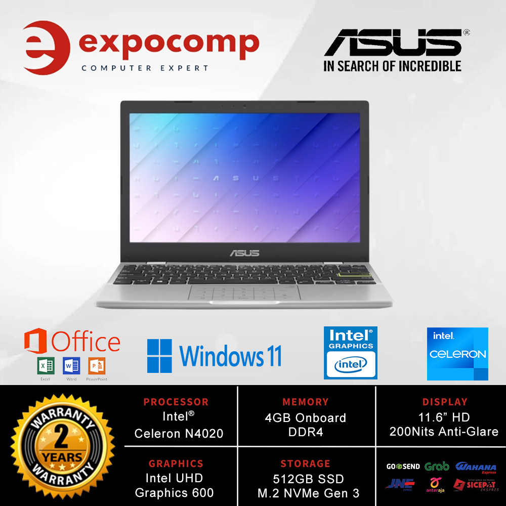 Jual ASUS VIVOBOOK E210MAO-HD458 DREAMY WHITE N4020 4GB 512GB W11+OHS ...