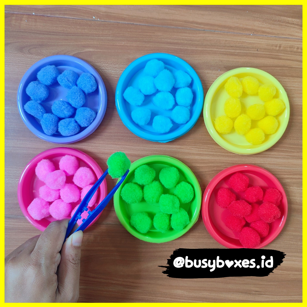 Jual [busyboxes.id] sorting pompom menyesuaikan warna / aktivitas anak ...