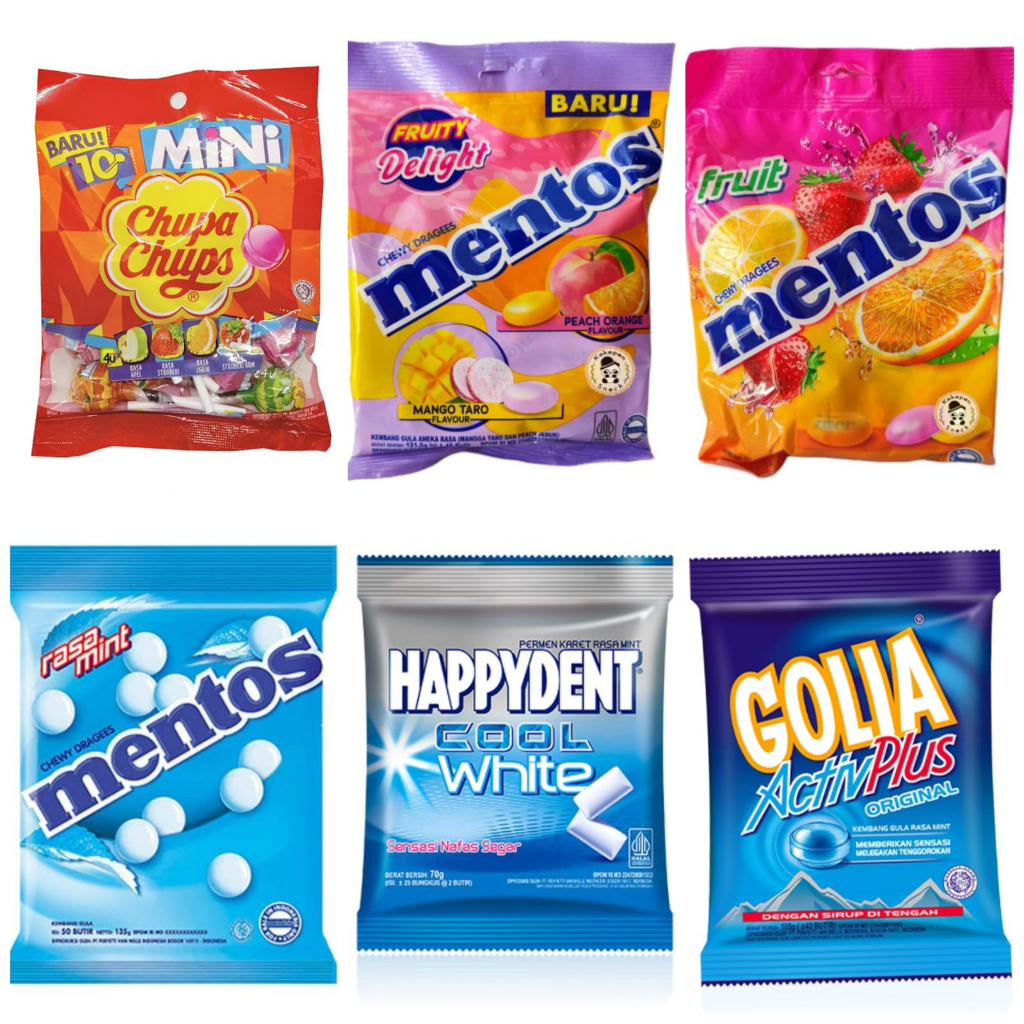 Jual Aneka permen bag mentos chupachup mini happydent golia | Shopee ...