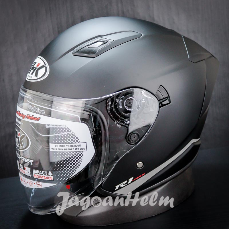 Jual NHK HELM R1 MAX SOLID | BLACK DOFF | DOUBLE VISOR | Shopee Indonesia