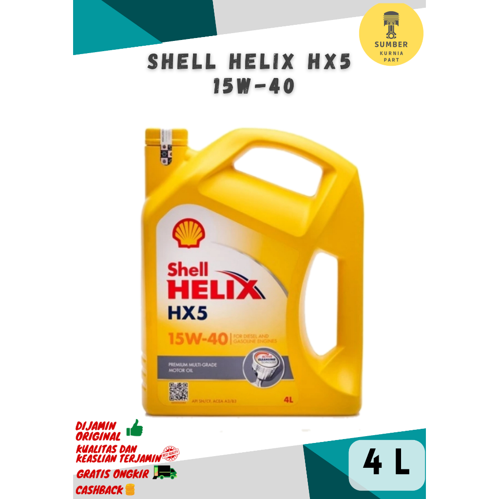 Jual Shell helix HX5 15W 40 4L original scan barcode | Shopee Indonesia