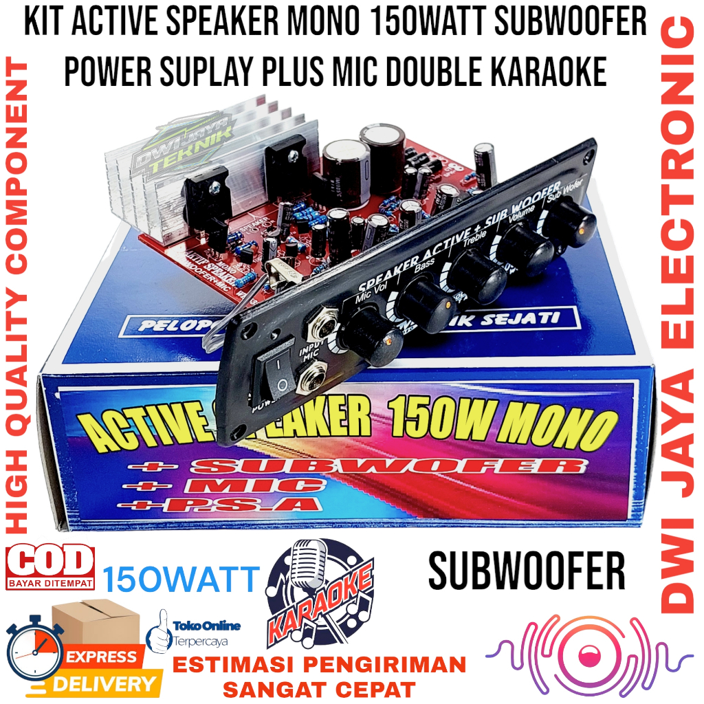 Jual Power Speaker Active 150WATT SUBWOOFER Plus 2 MIC | Shopee Indonesia