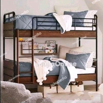 Jual Divan Besi Variasi Papan Kayu Ranjang Susun Dua Mewah Tingkat 2 ...