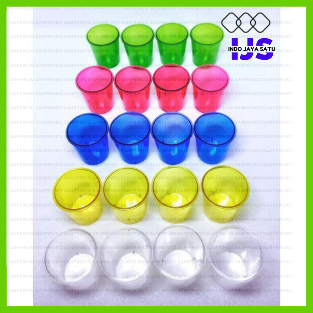 Jual Gelas Sloki Plastik Shot Glass Bening Warna Warni Gelas Seloki 12 ...