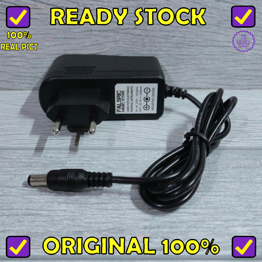 Jual Adaptor Efek Gitar Stompbox 9 Volt 1 Ampere Negative Center ...