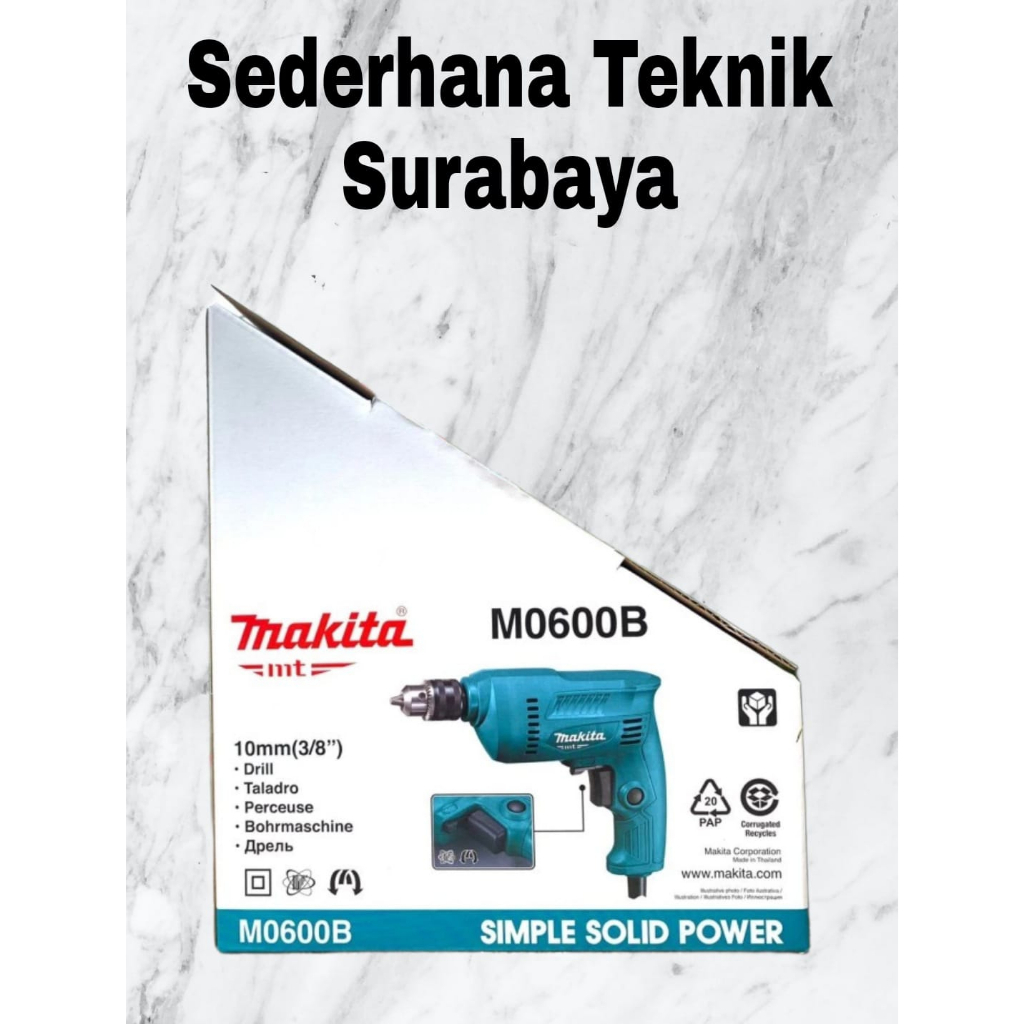 Jual Mesin Bor Tangan 10mm/Electric Drill 10 mm M0600 MAKITA Original ...