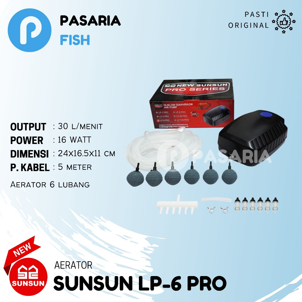 Jual NEW SUNSUN LP06 PRO Aerator/Pompa Udara LP 06 6 Lubang Kolam ...