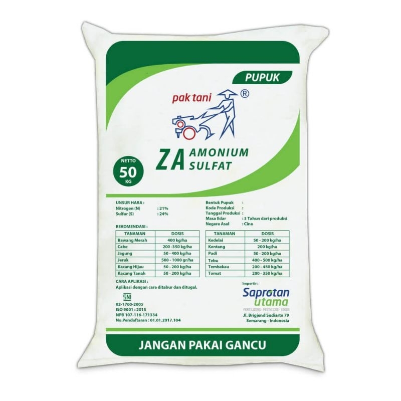 Jual Pupuk ZA / Mess 1 Kg Respack Ammonium Sulfat Pak Tani / Pupuk ...