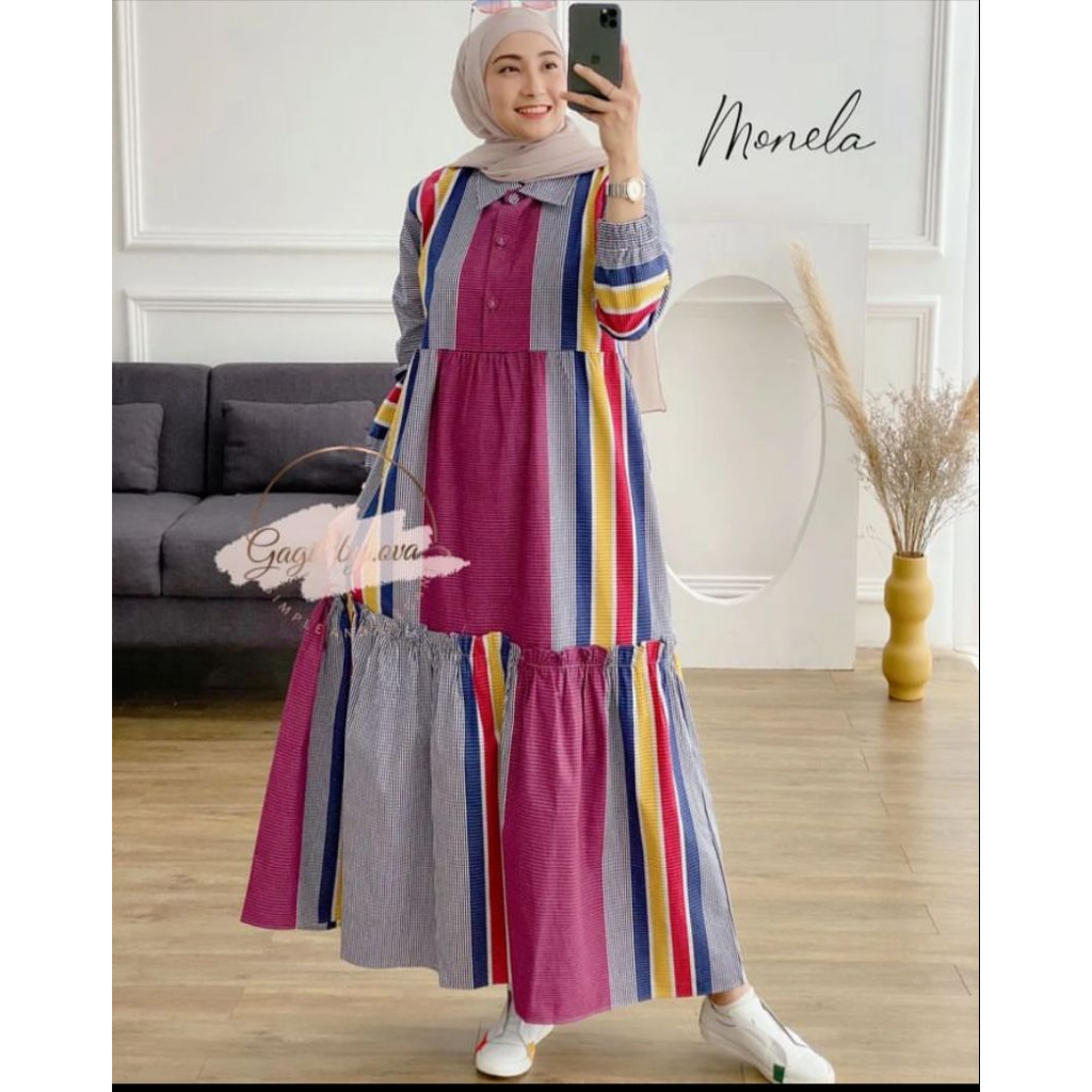 Jual READY MIDI DRESS MONELA ORI GAGIL BY OVA BUSUI WUDHU FRIENDLY ...