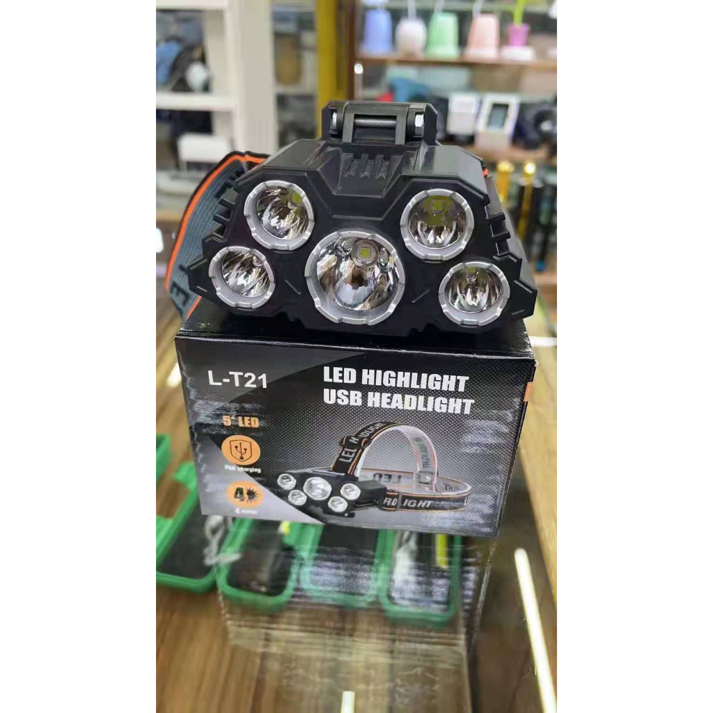 Jual Senter kepala LT21 LED 5 lampu 3 mode head flashlight headlamp ...