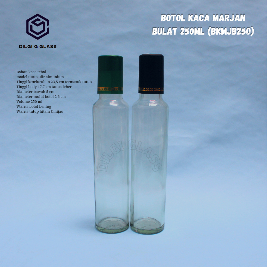 Jual BKMJB250 botol kaca 250ml bulat olive oil / botol minyak 250ml ...
