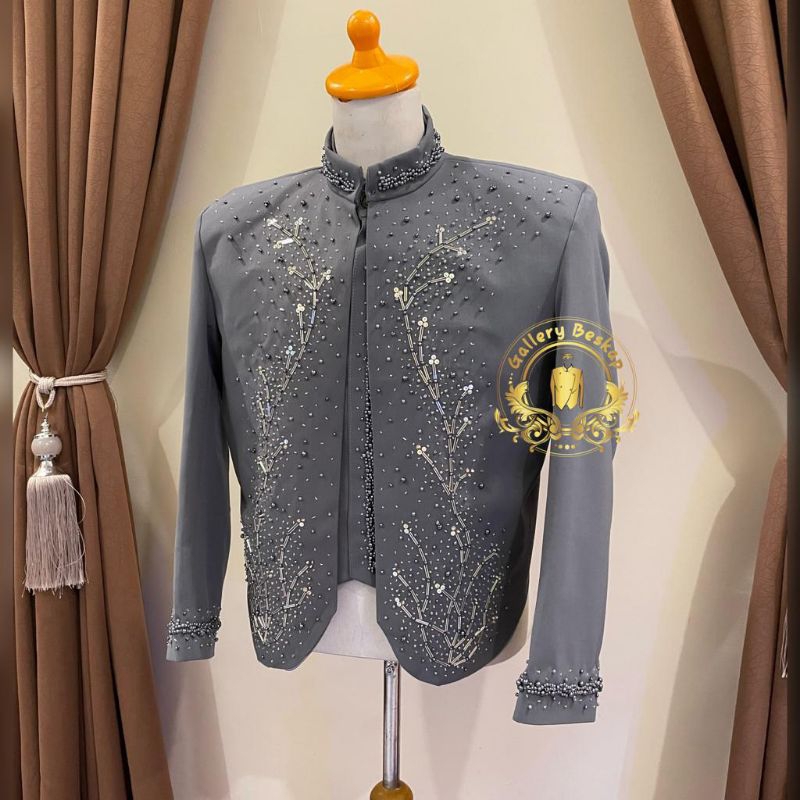 Jual Beskap pengantin jawa / beskap solo / beskap hewes abu tua ...