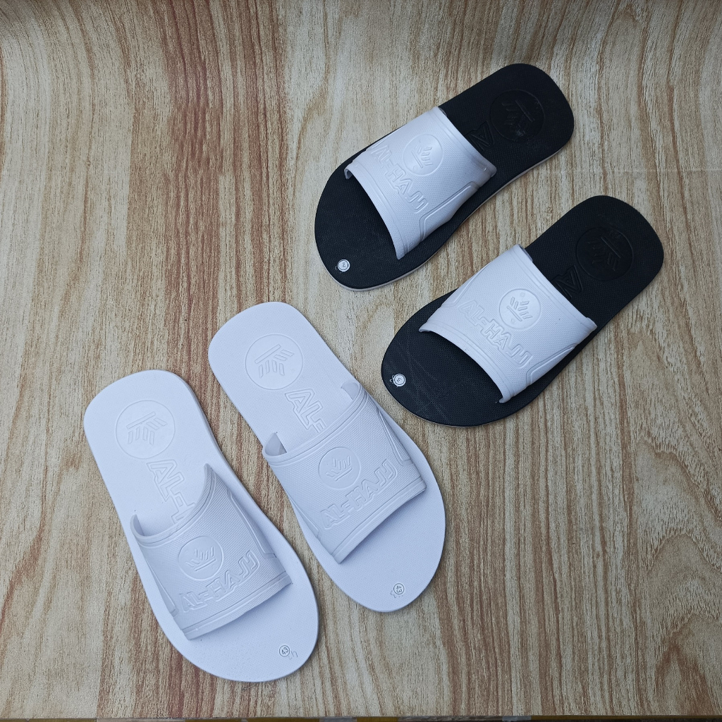 Jual JUMBO Sandal Slop Pria / Wanita Sandal Hitam Putih AL HAJJ Jumbo ...
