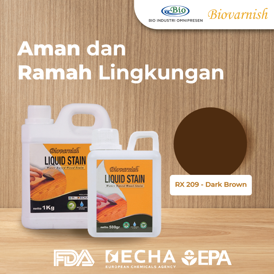 Jual Biovarnish Liquid Stain Cat Kayu Murah Ramah Lingkungan Dark Brown 1kg | Shopee Indonesia