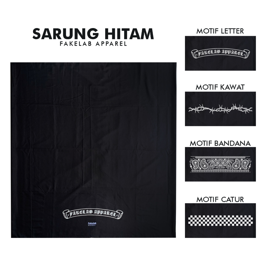 Jual Fakelab Sarung Hitam Polos Checkered Bandana Pattern Barb Wire ...