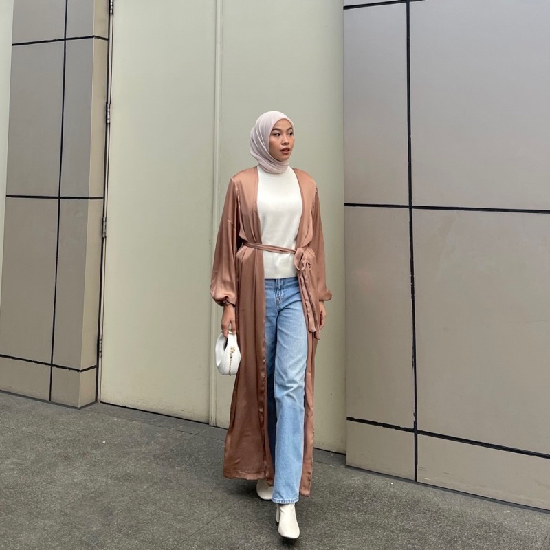 Jual LEYYAN - READY Almera Silk Premium Outer Abaya Dress (Bisa req ...