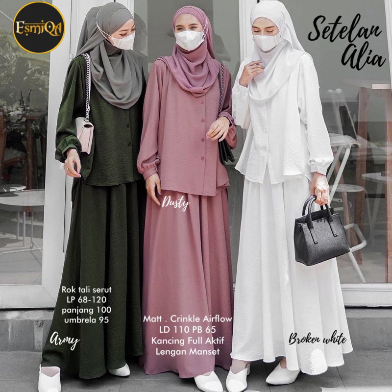 Jual [READY STOK] SETELAN ROK TERBARU SETELAN ROK + TUNIK CRINKLE ...
