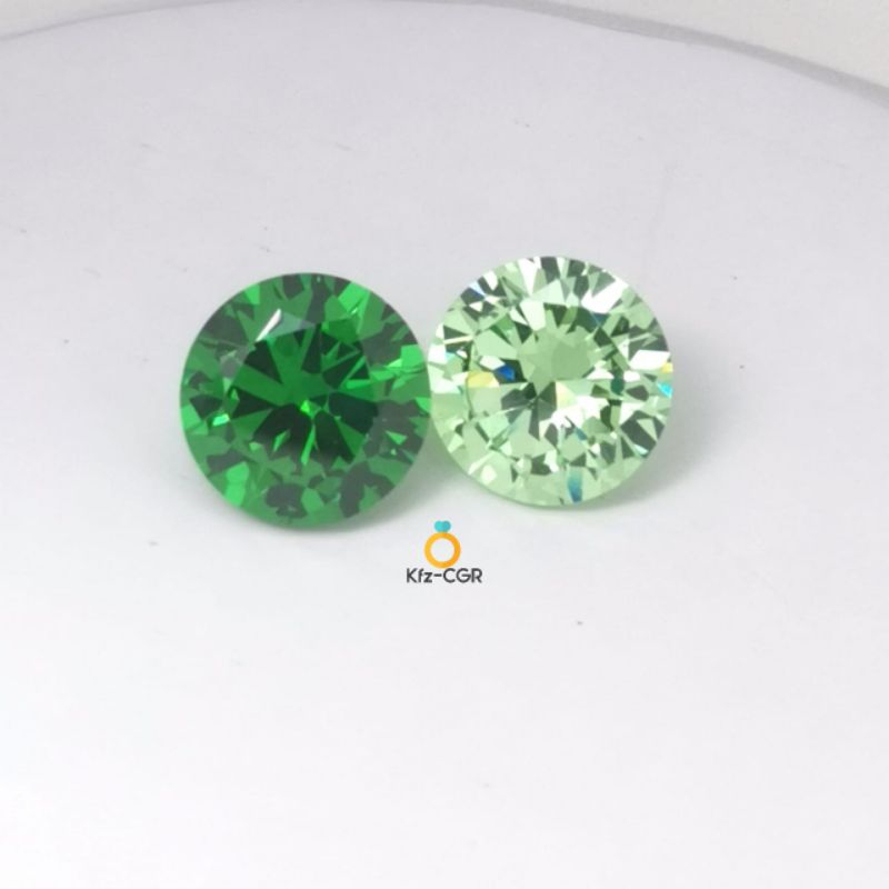 Jual Permata Green Color Apple Green Hijau Muda Round Bulat Cubic Zirconia | Shopee Indonesia