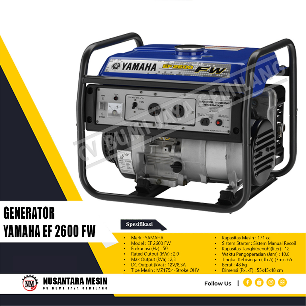 Jual MESIN GENSET / GENERATOR YAMAHA EF 2600 FW | Shopee Indonesia