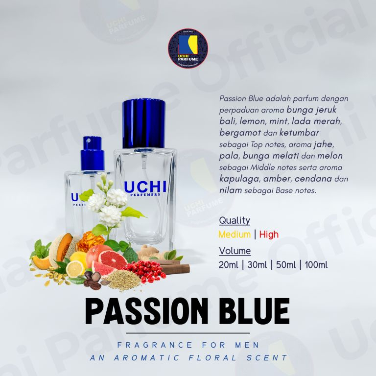 Jual Uchi Parfume Passion Blue (20ml,30ml,50ml,100ml) | Shopee Indonesia